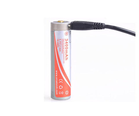 OrcaTorch 18650 Micro USB Rechargeable Battery - 3400mAh – Mikes Dive Store