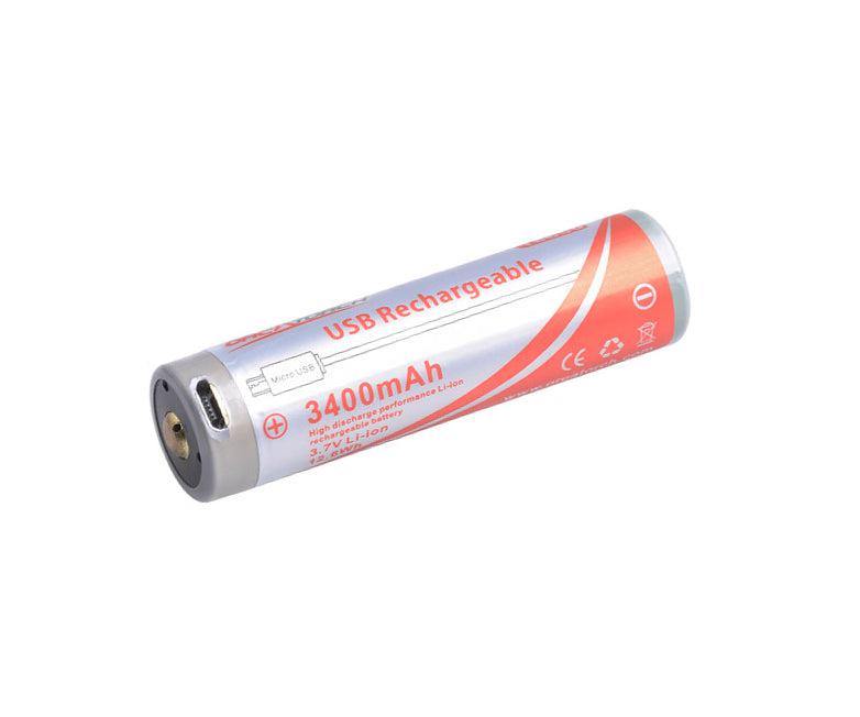 OrcaTorch 18650 Micro USB Rechargeable Battery - 3400mAh – Mikes Dive Store