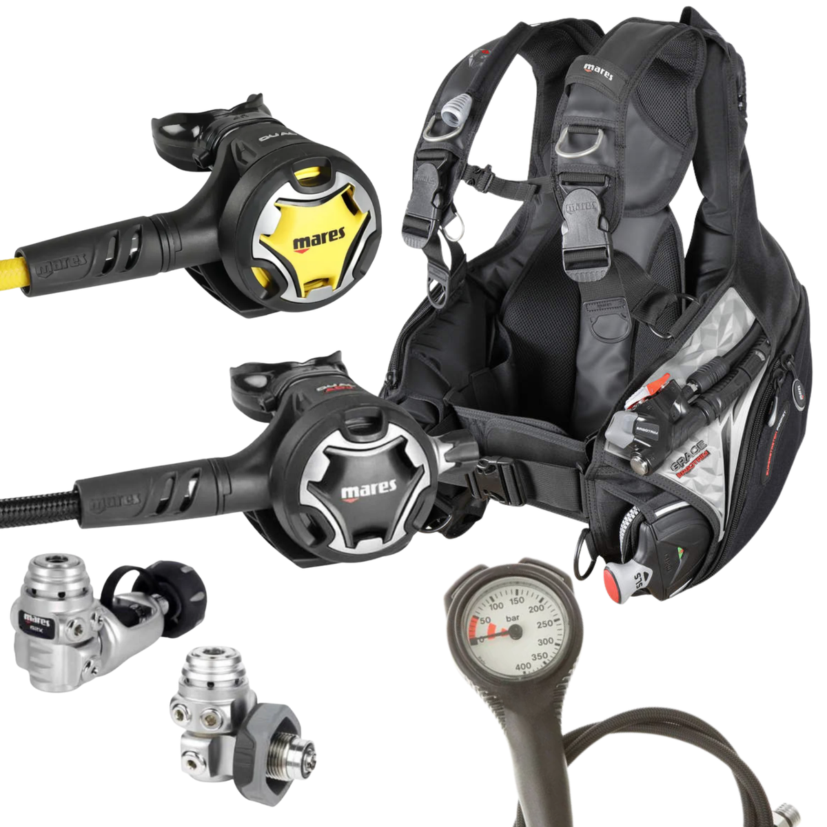 Mares Grace Ergotrim BCD Package: Dual ADJ 62X + Octopus Dual + Gauges ...