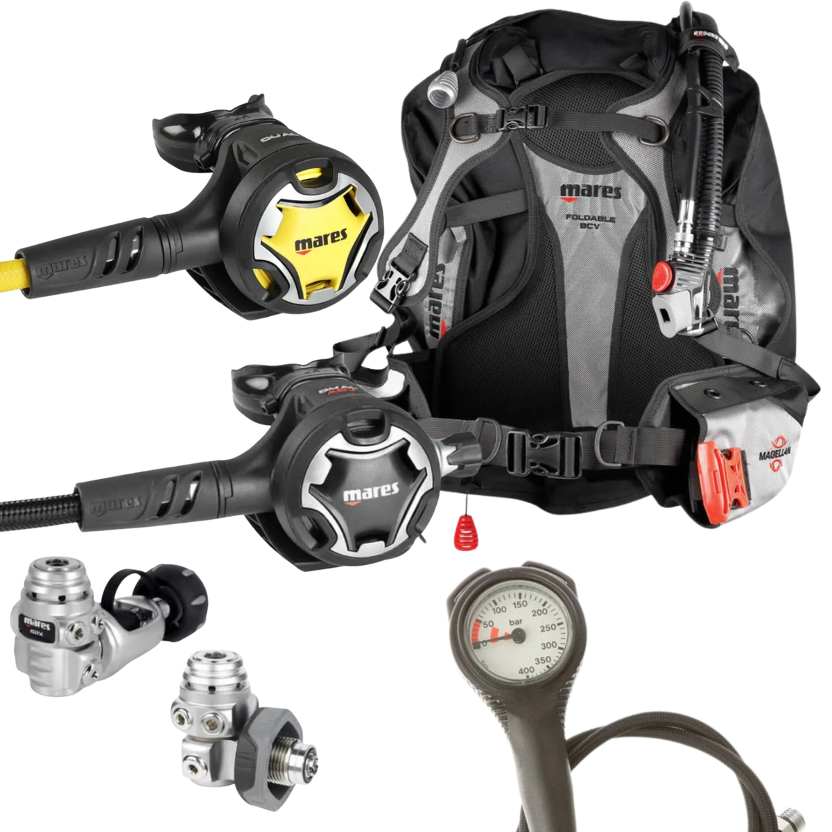Mares Magellan BCD Package: Dual ADJ 62X + Octopus Dual + Gauges ...