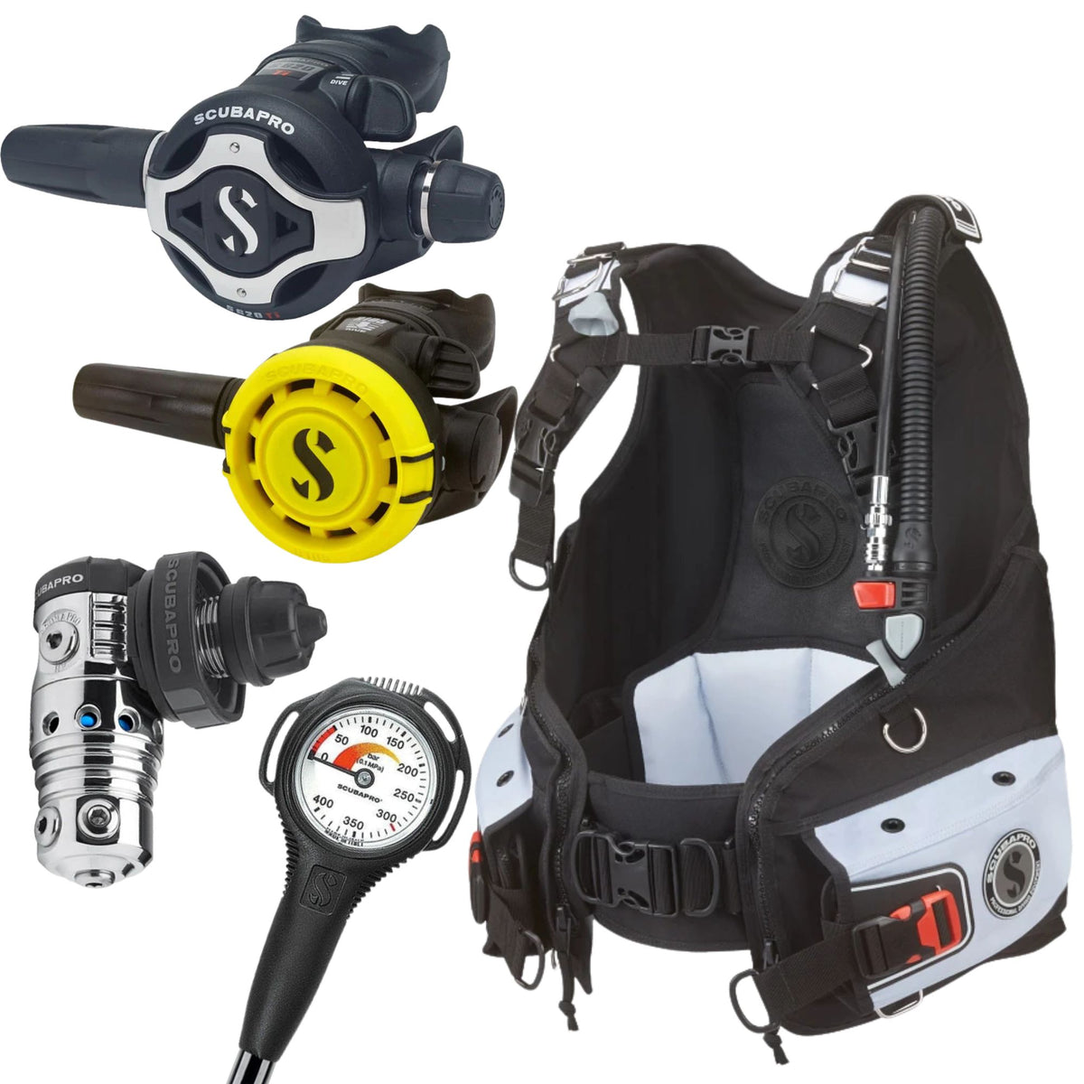 Scubapro Bella BCD Package: MK25 EVO / S620Ti + R105 Octopus + Gauges ...