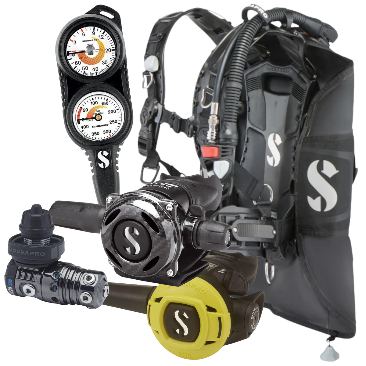 Scubapro Hydros Pro 2 BCD Package: MK25 EVO / A700 Carbon Black Tech ...