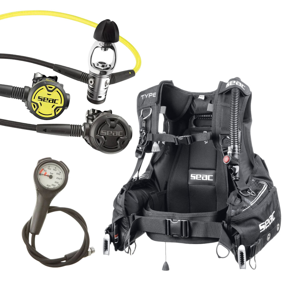 Seac BCD Package: Type BCD + PX100 Regulator Set + Gauges – Mikes Dive ...
