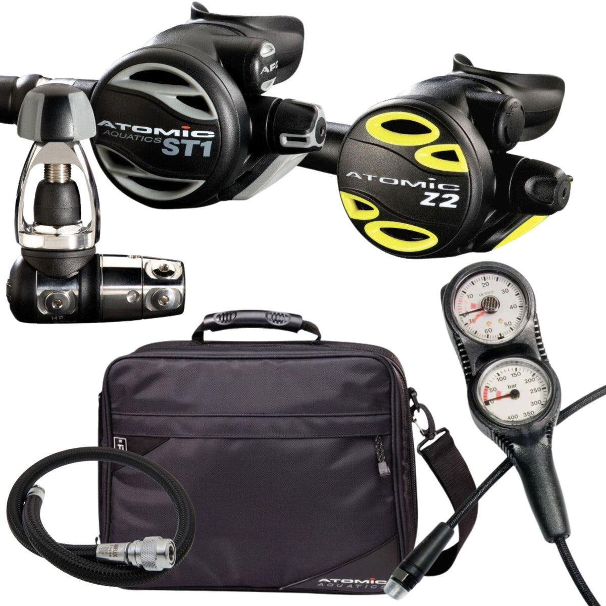 Atomic ST1 Regulator and Z2 Octo + Miflex Double Console and BCD Hose – Mikes Dive Store